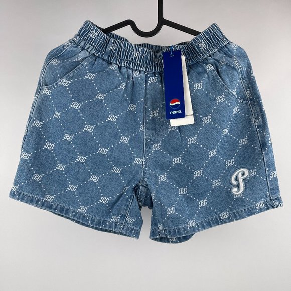 Pepsi | Shorts | Pepsi X Retro Denim Monogram Shorts | Poshmark